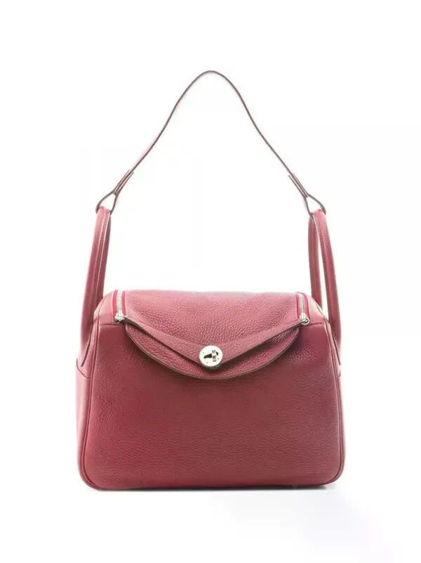 Hermès Lindy 30 Shoulder Bag In Bordeaux Grained Leather - Red