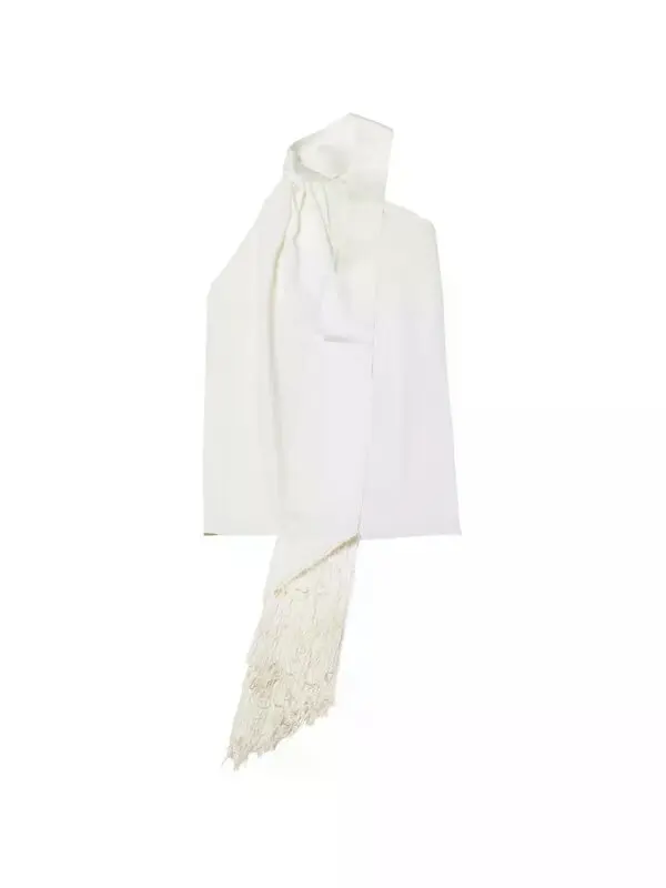 TALLER MARMO Astor One-shoulder Top With Fringe - White
