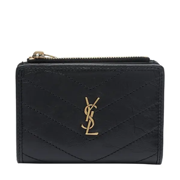 Saint Laurent Vintage Leather Bi-fold Niki Wallet - Black