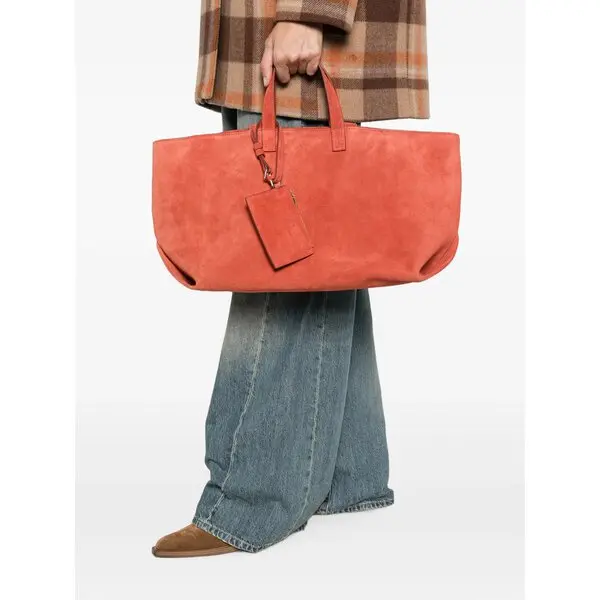 A.p.c. Suede Tote Bag With Detachable Pouch - Orange