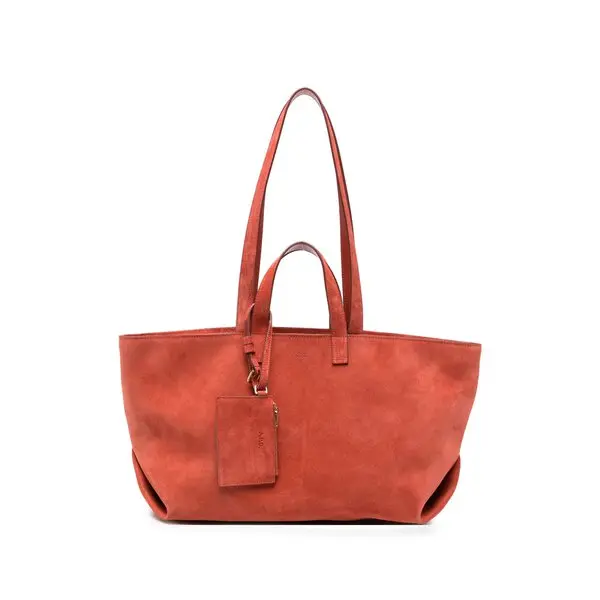 A.p.c. Suede Tote Bag With Detachable Pouch - Orange