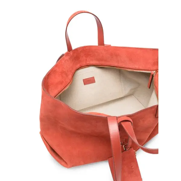 A.p.c. Suede Tote Bag With Detachable Pouch - Orange