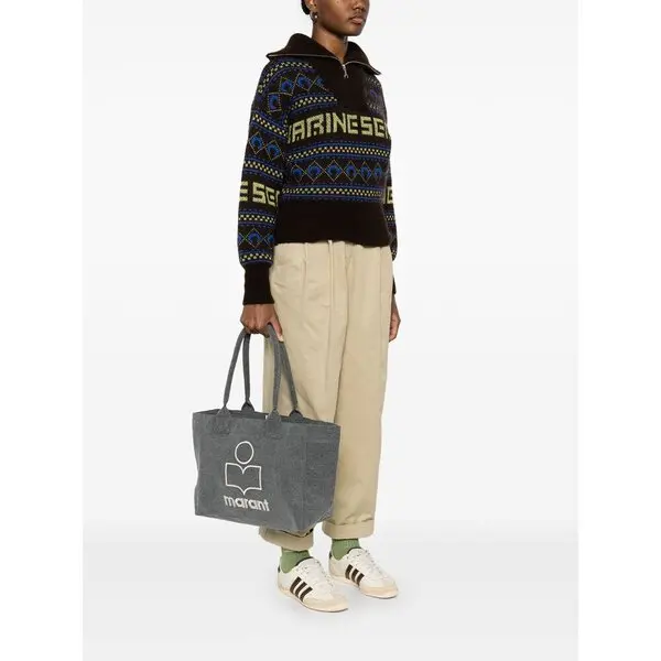 Isabel Marant Étoile Embroidered Logo Tote Bag - Gray