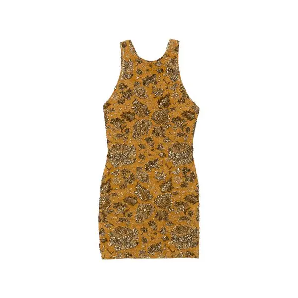 Saint Laurent Floral Jacquard Halterneck Mini Dress