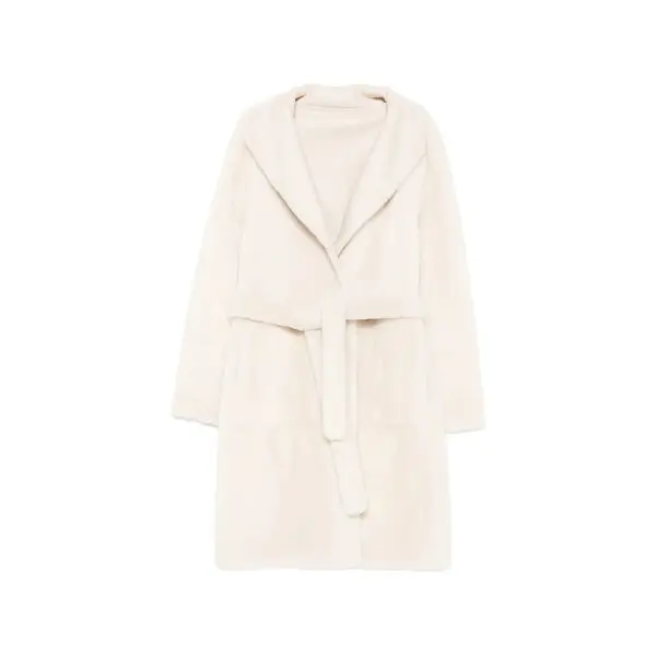 YVES SALOMON Neutrals Coats Faux Fur Coats - Cream