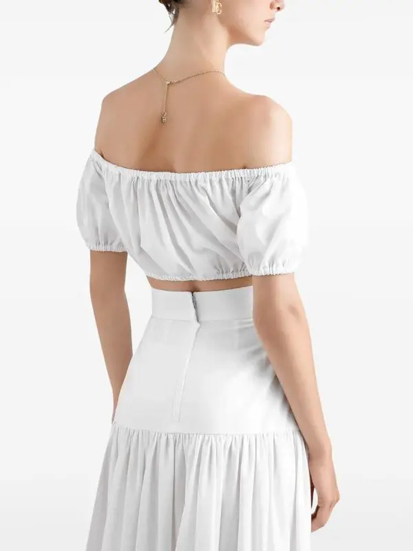 Dolce & Gabbana Ruched Off-the-shoulder Cropped Top