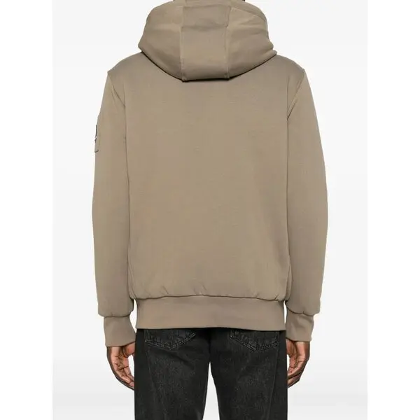 Moose Knuckles Taupe Brown Zip-up Hoodie With Faux-fur Lining