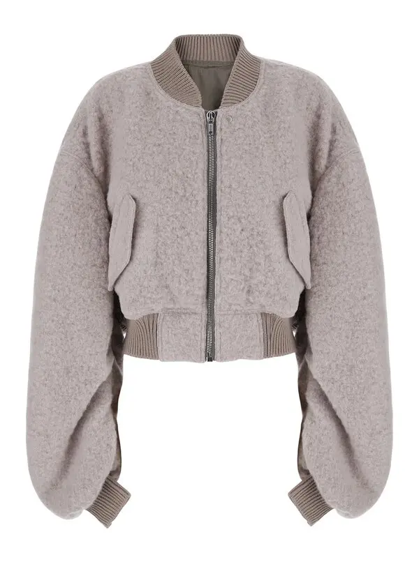 Rick Owens Faded Pink Wool Bomber Jacket With Ruched Sleeves - Multicolor