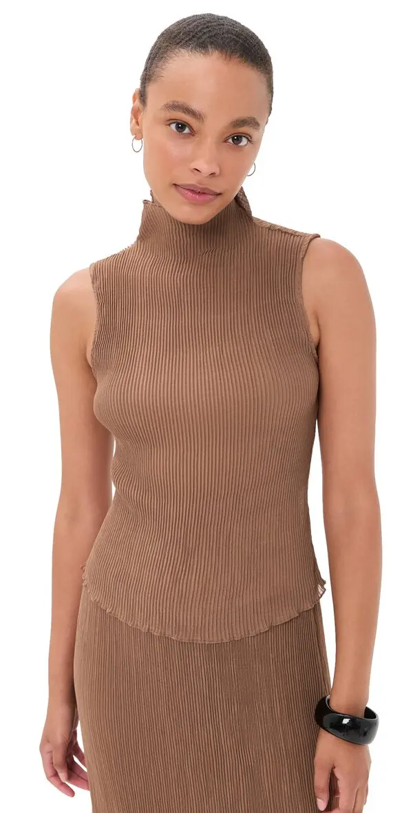Lioness Sleeveless Mock Neck Top - Cocoa