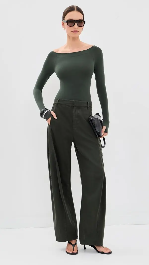 Commando Ballet Off Shoulder Thong Bodysuit With Thumbholes