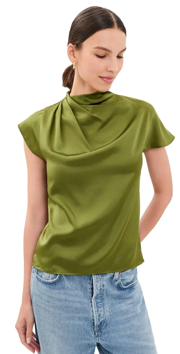 Staud Davina Silk Top - Pear
