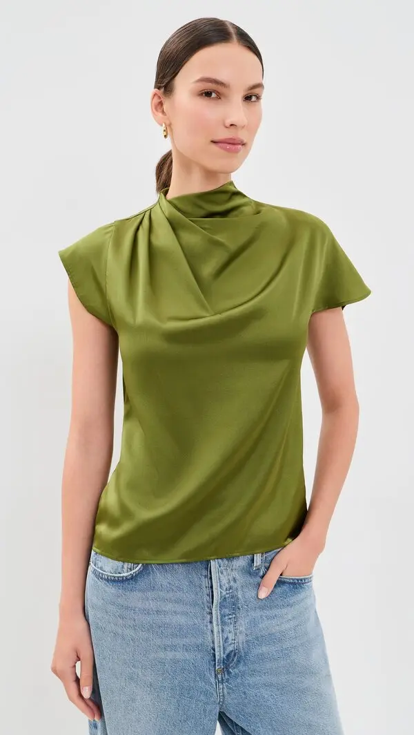 Staud Davina Silk Top - Pear