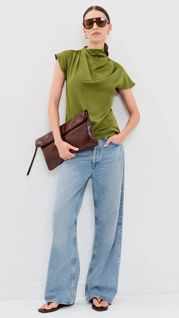Staud Davina Silk Top - Pear