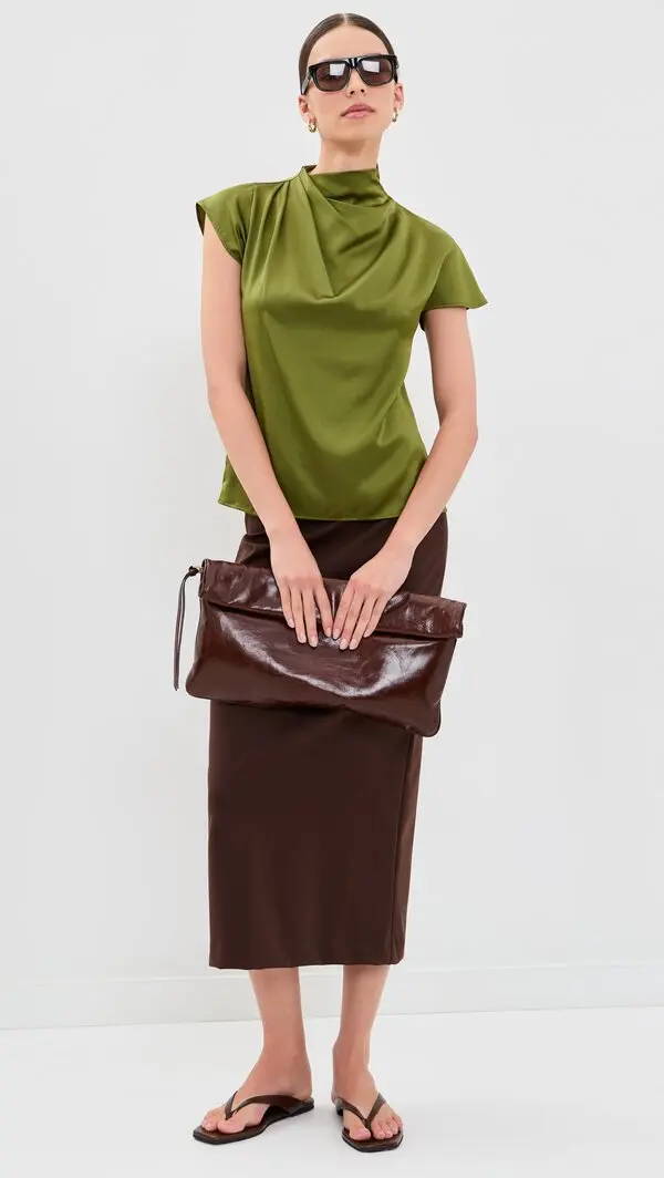 Staud Davina Silk Top - Pear