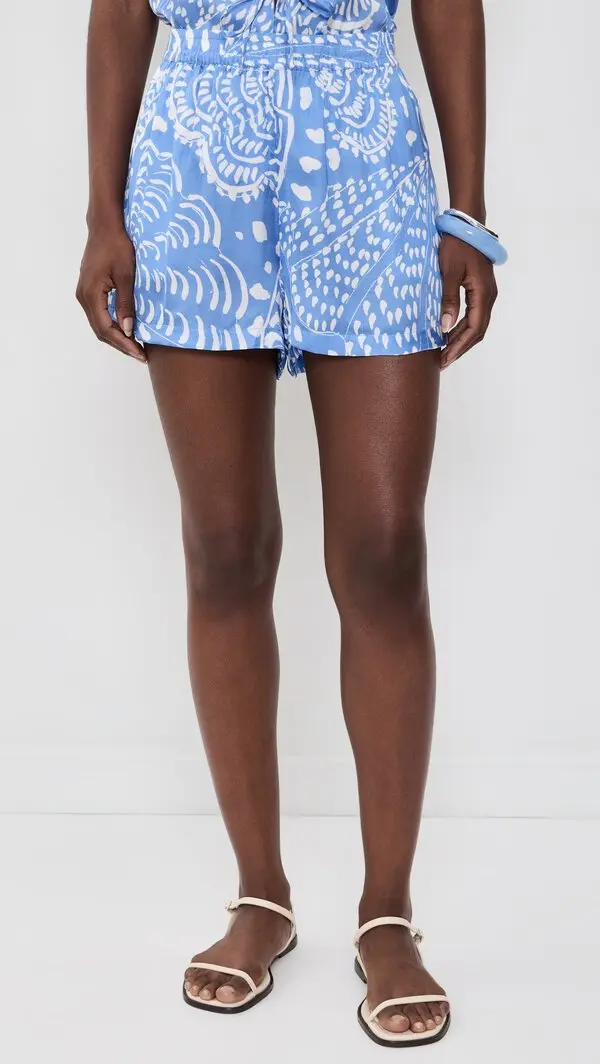 VITAMIN A Botanical Print Silky Weave Shorts