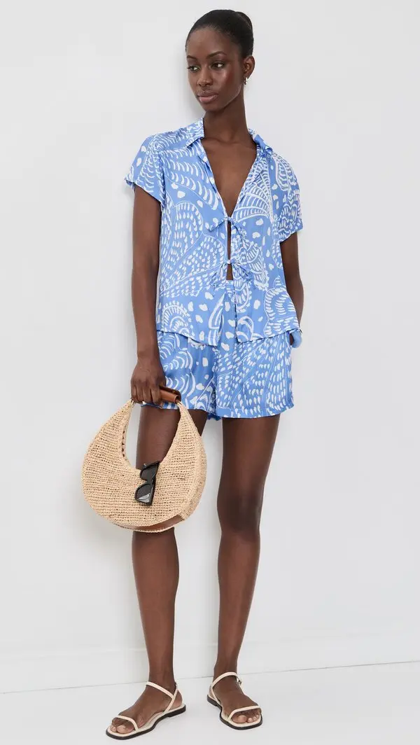 VITAMIN A Botanical Print Silky Weave Shorts
