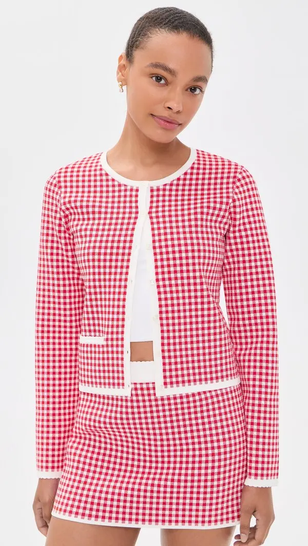 Posse Micah Cardigan In Gingham Check