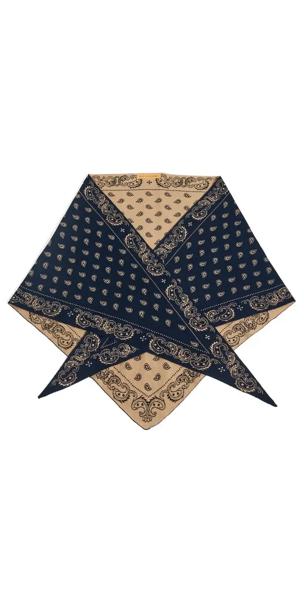 Guest In Residence The Wild Rag Triangle Scarf - Navy/camel