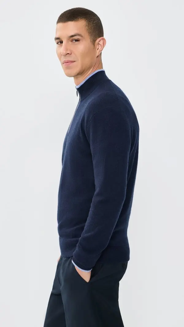 Greyson Cashmere Blend Quarter Zip Sweater - Maltese Blue