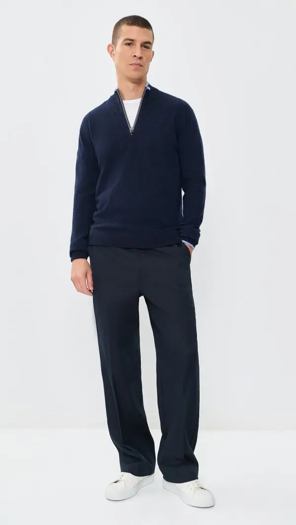Greyson Cashmere Blend Quarter Zip Sweater - Maltese Blue