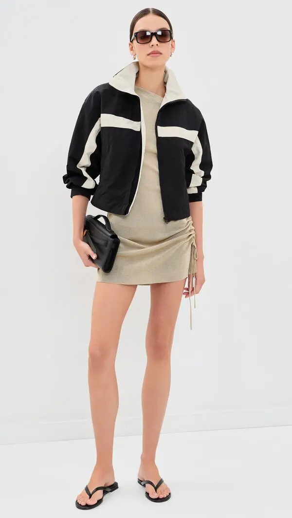 Lioness Original Sin Mini Dress With Metallic Finish And Pleated Shoulders - Oyster