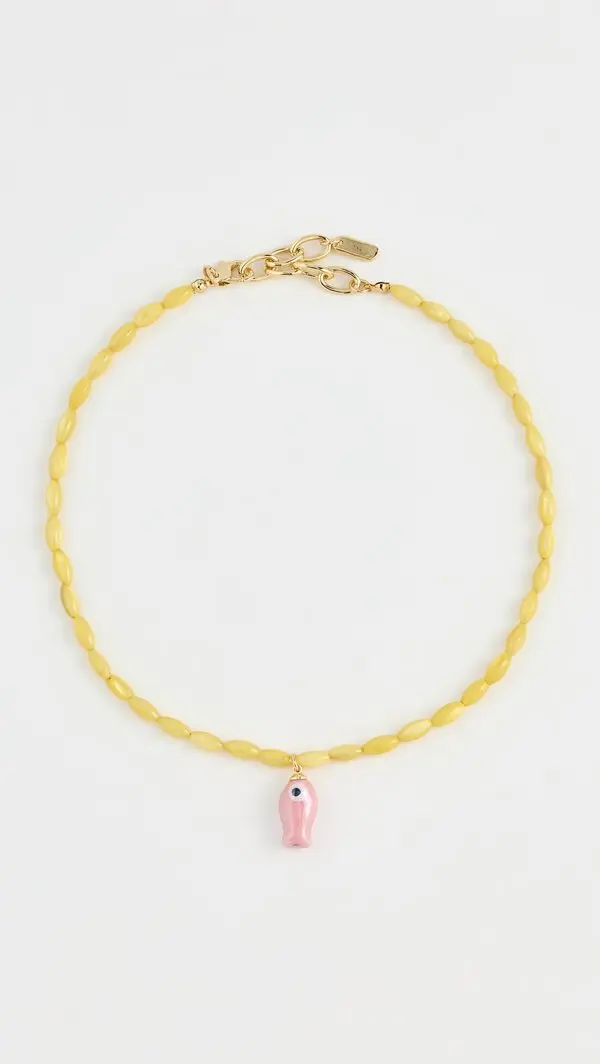 LOGAN TAY Beaded Fish Pendant Necklace - Yellow