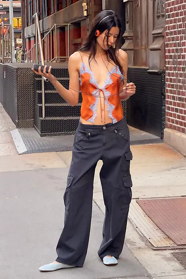 LYREBIRD Silken Lace Trim Flyaway Tank Top