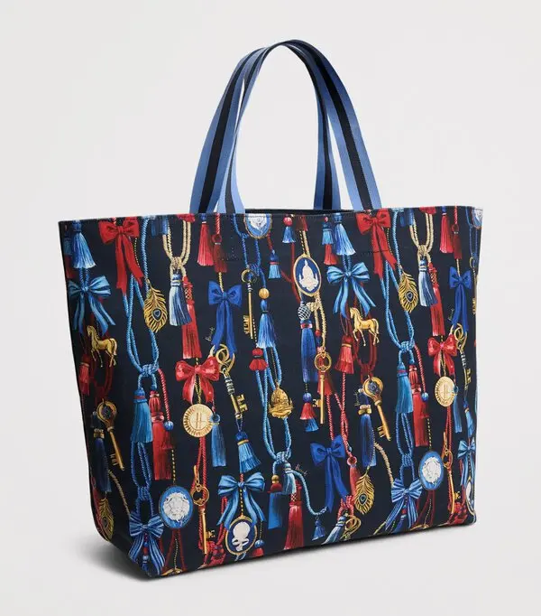 Harrods Large Tassel Tote Bag - Navy