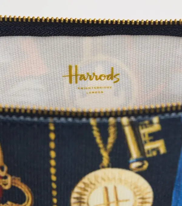 Harrods Medium Canvas Tassel Wash Bag - Navy