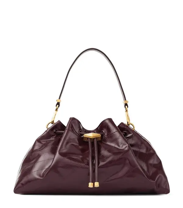 JIMMY CHOO Leather Bon Bon Shoulder Bag - Burgundy