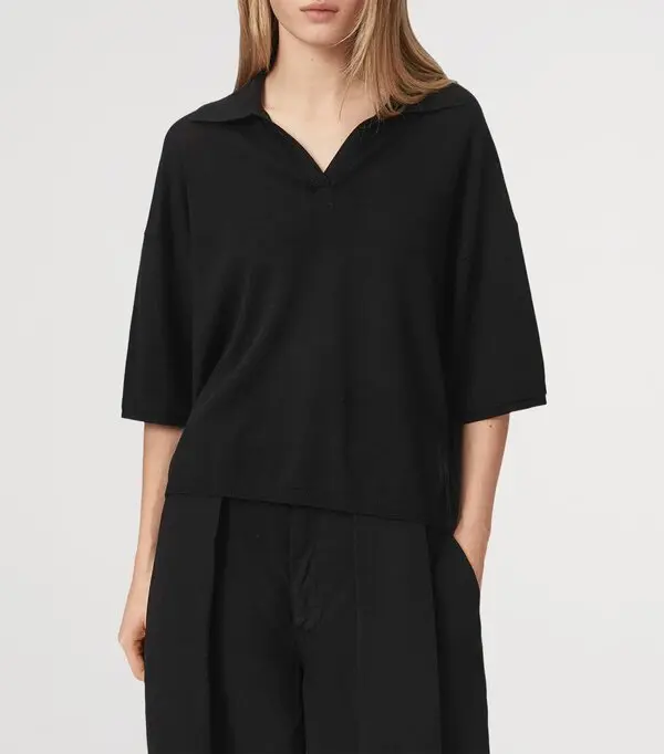 ALLSAINTS Wool Bern Open-neck Polo Shirt