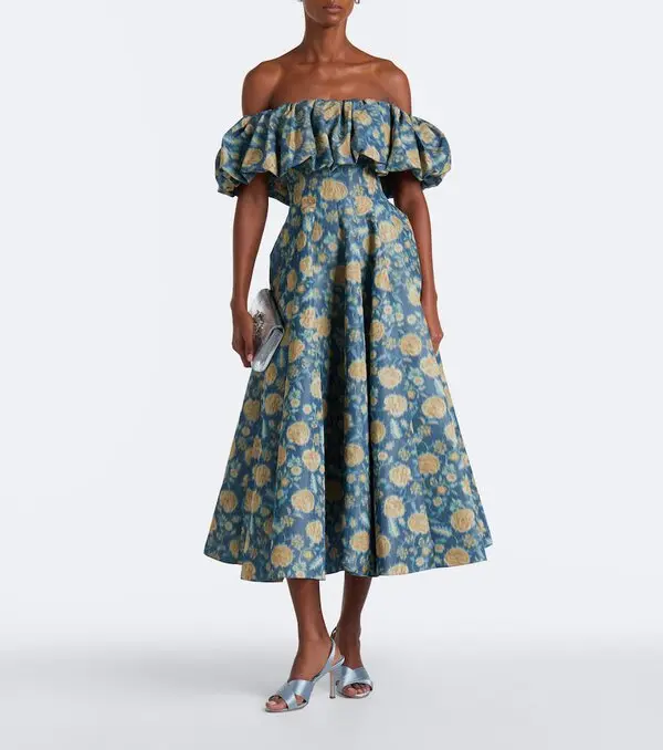 MARKARIAN Freesia Floral Off-shoulder Bustier Dress