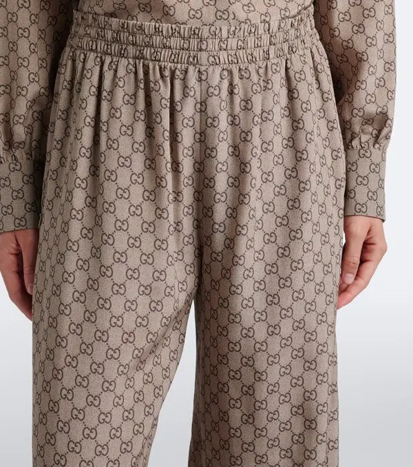 Gucci Gg Silk Crêpe De Chine Palazzo Pants
