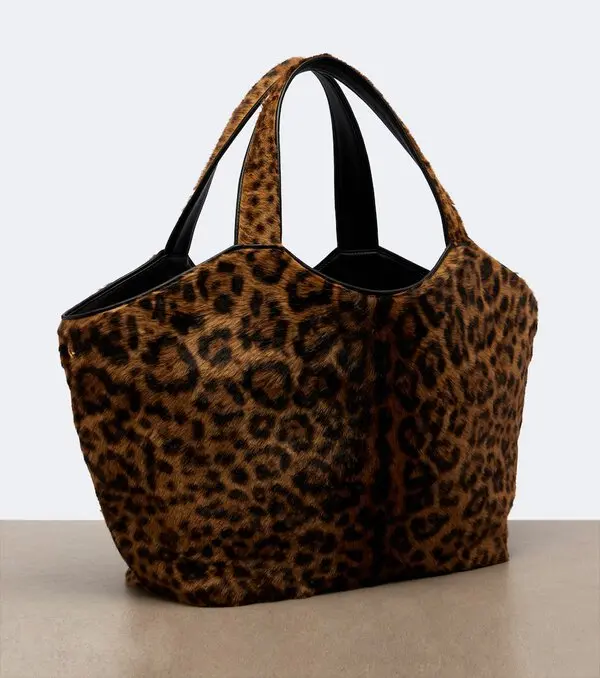 Saint Laurent Icare Leopard-print Calf Hair Shopper Bag