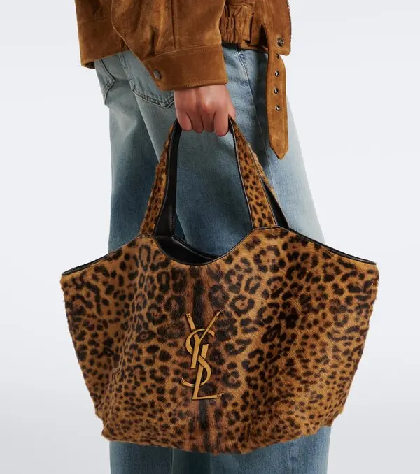Saint Laurent Icare Leopard-print Calf Hair Shopper Bag
