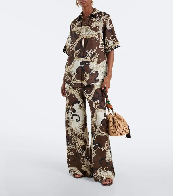 ALEMAIS Otis Printed Linen Wide-leg Pants - Multicoloured