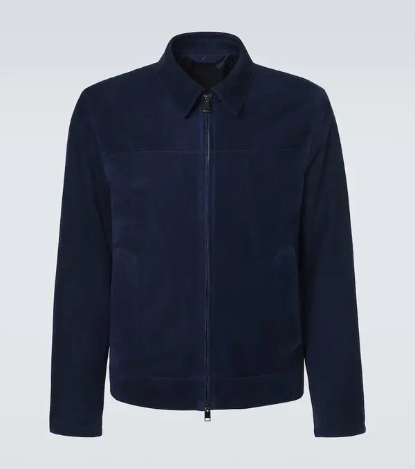 Brioni Navy Suede Blouson Jacket