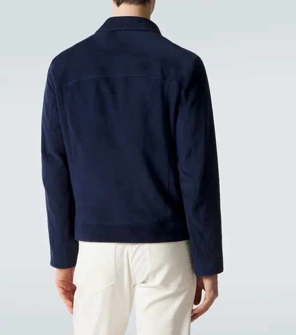 Brioni Navy Suede Blouson Jacket