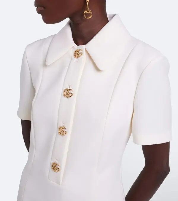 Gucci Double G Wool Crêpe Polo Dress