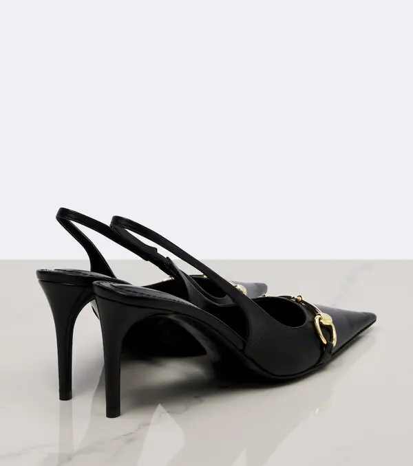 Gucci Donna Horsebit Leather Slingback Pumps