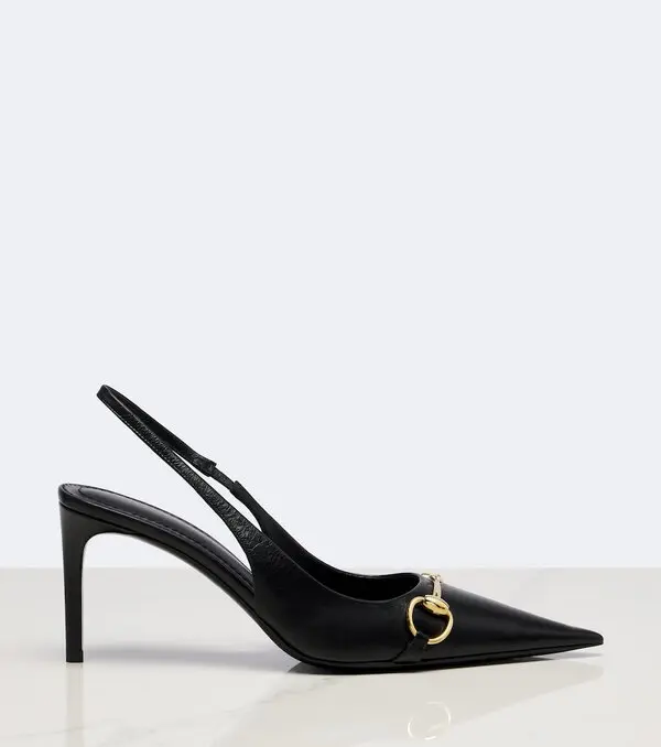 Gucci Donna Horsebit Leather Slingback Pumps