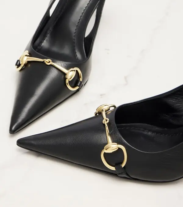 Gucci Donna Horsebit Leather Slingback Pumps