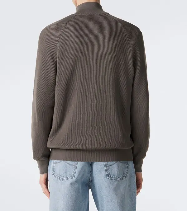 Brunello Cucinelli Ribbed-knit Half-zip Cotton Sweater