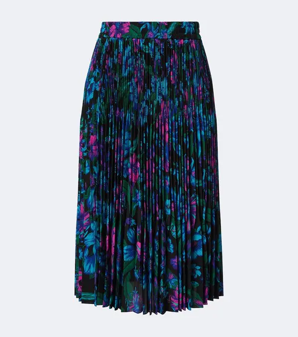 Gucci Floral Pleated Silk Midi Skirt