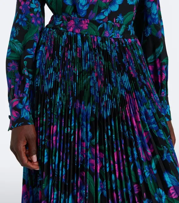 Gucci Floral Pleated Silk Midi Skirt