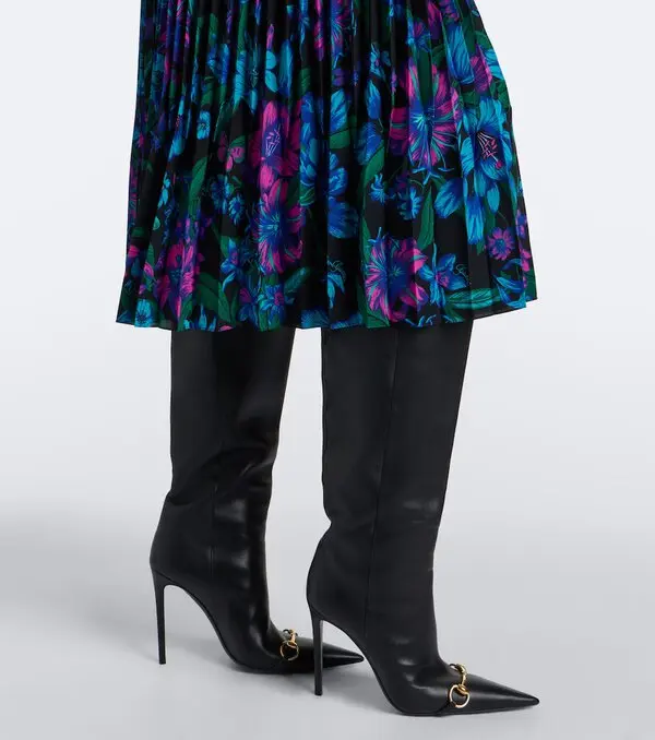 Gucci Floral Pleated Silk Midi Skirt