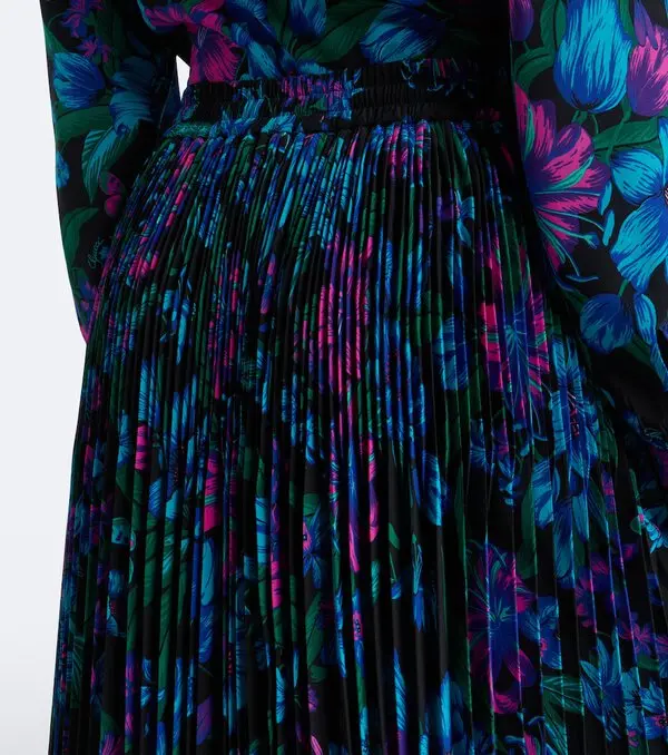 Gucci Floral Pleated Silk Midi Skirt