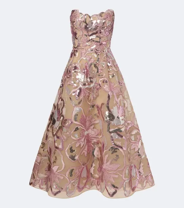 Elie Saab Embellished Tulle Bustier Dress