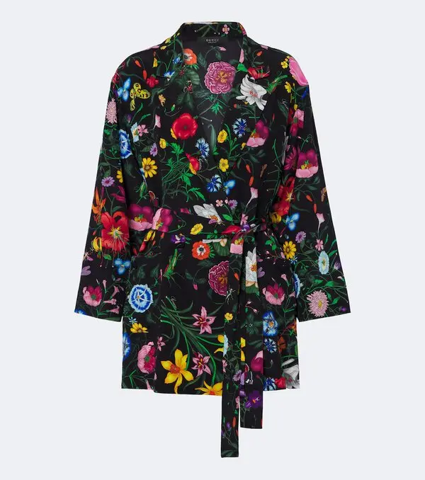 Gucci Flora Belted Silk Crêpe De Chine Shirt