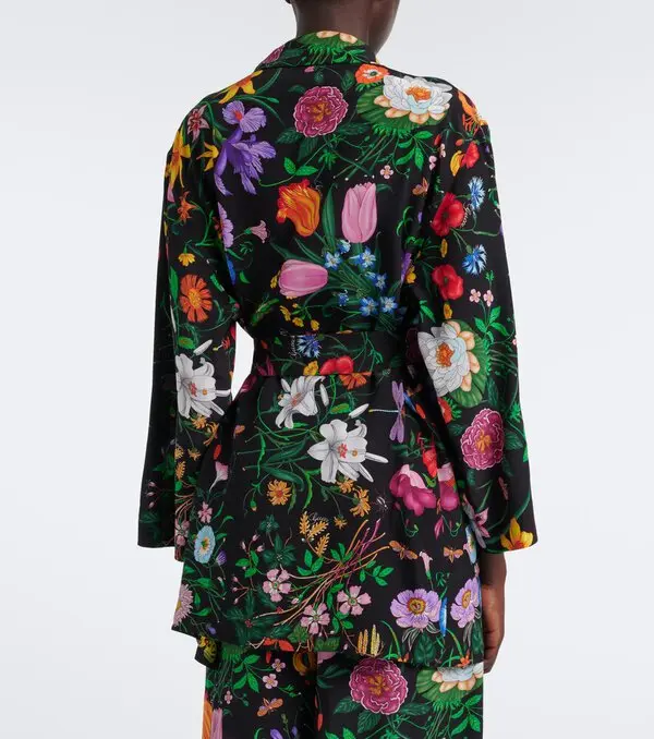 Gucci Flora Belted Silk Crêpe De Chine Shirt